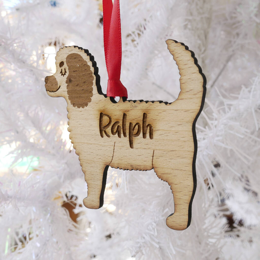 personalised cockapoo wooden christmas decoration by hoobynoo ...