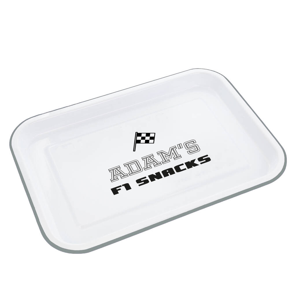 Personalised Formula One Enamel Snack Tray By Duncan Stewart ...