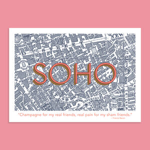 Soho London Map Screen Print By Goodordering | notonthehighstreet.com