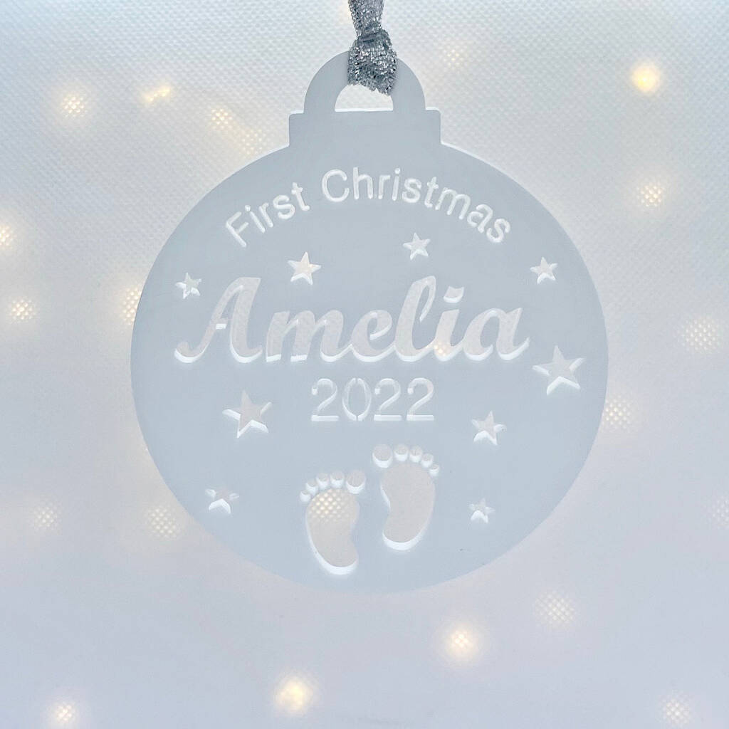 Personalised Baby's First Christmas Acrylic Bauble By Kirsty Shaw ...