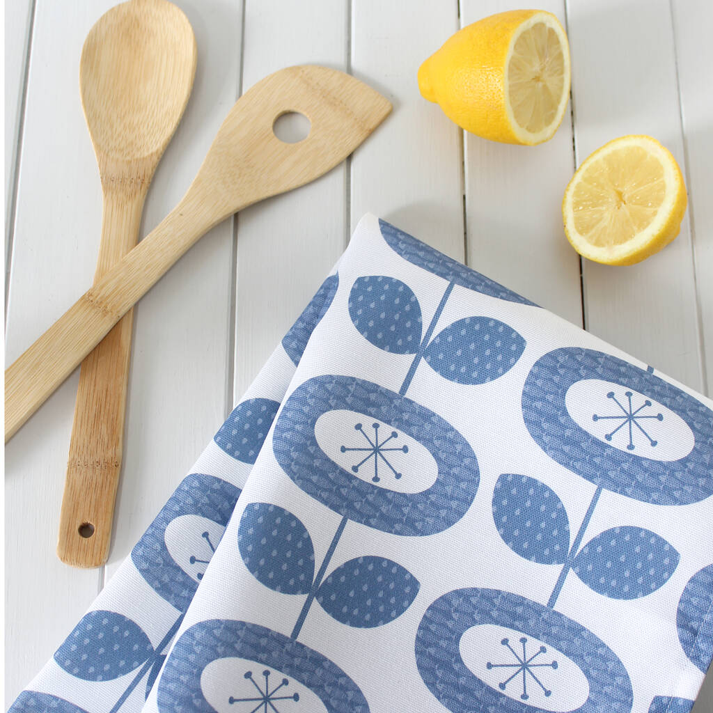 Bloom Flower Tea Towel Choice Of Three Colours By Louise Brainwood ...