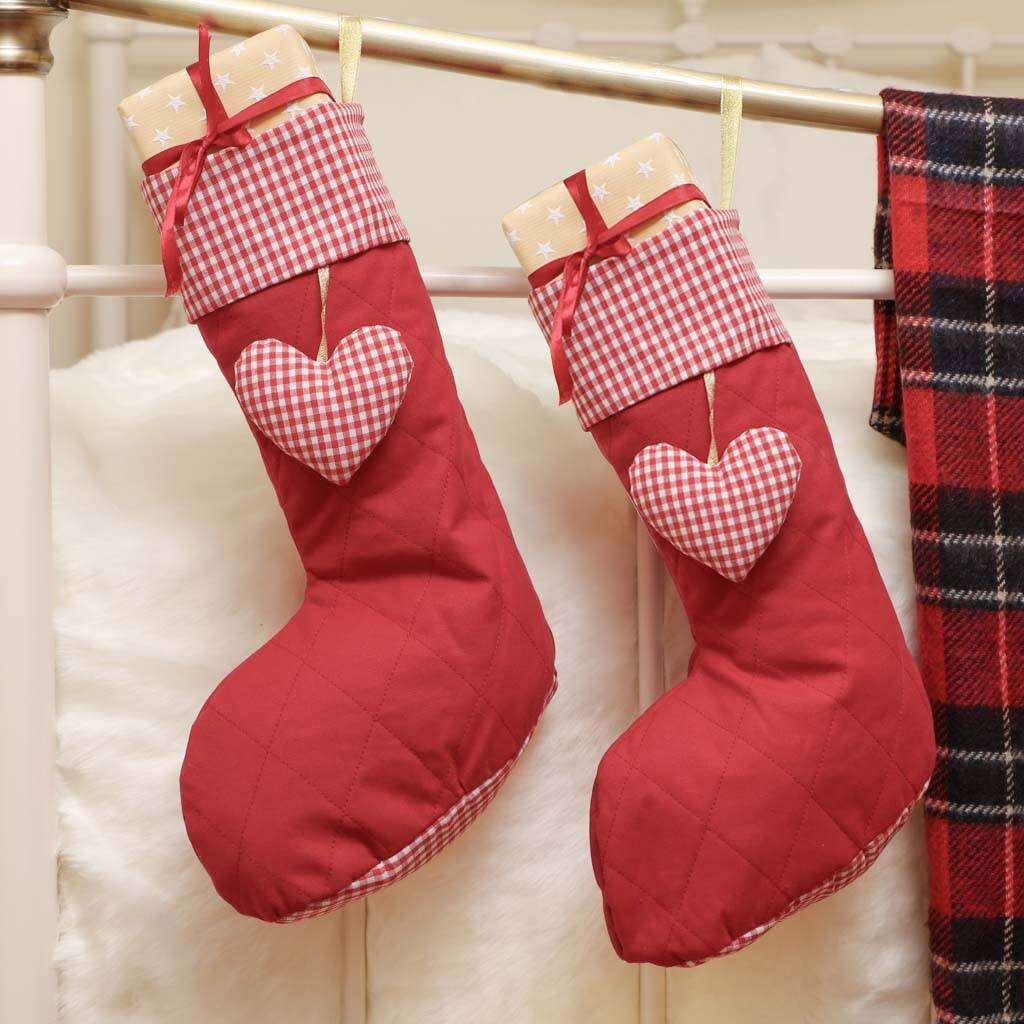 Red Gingham Heart Christmas Stocking By Dibor | notonthehighstreet.com