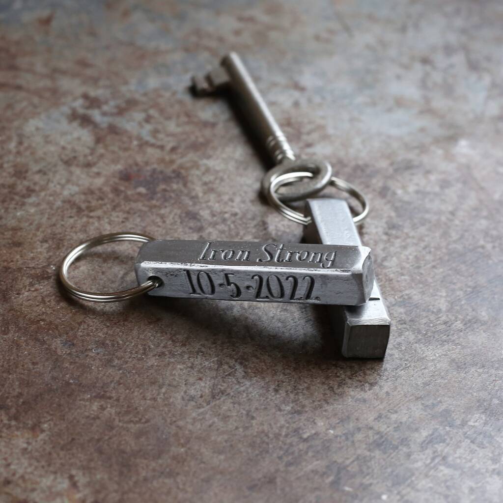 Personalised Iron Bar Keyring For 6th Anniversary By Coach House Forge ...