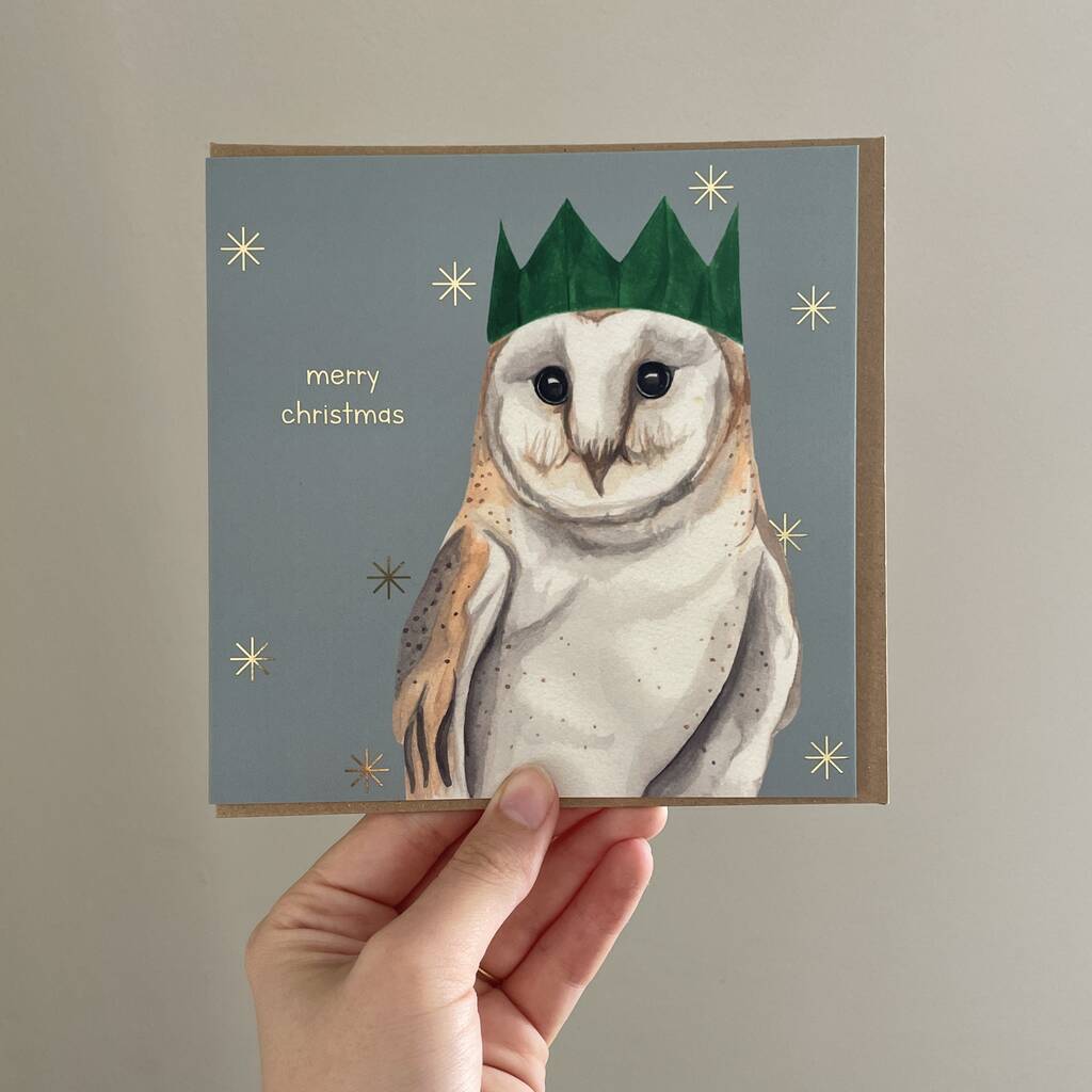 Gold Foil Owl Christmas Card By lil wabbit | notonthehighstreet.com