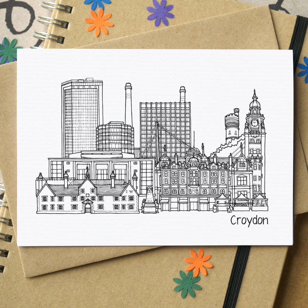 Croydon Skyline Art Print Unframed By Becka Griffin Illustration ...