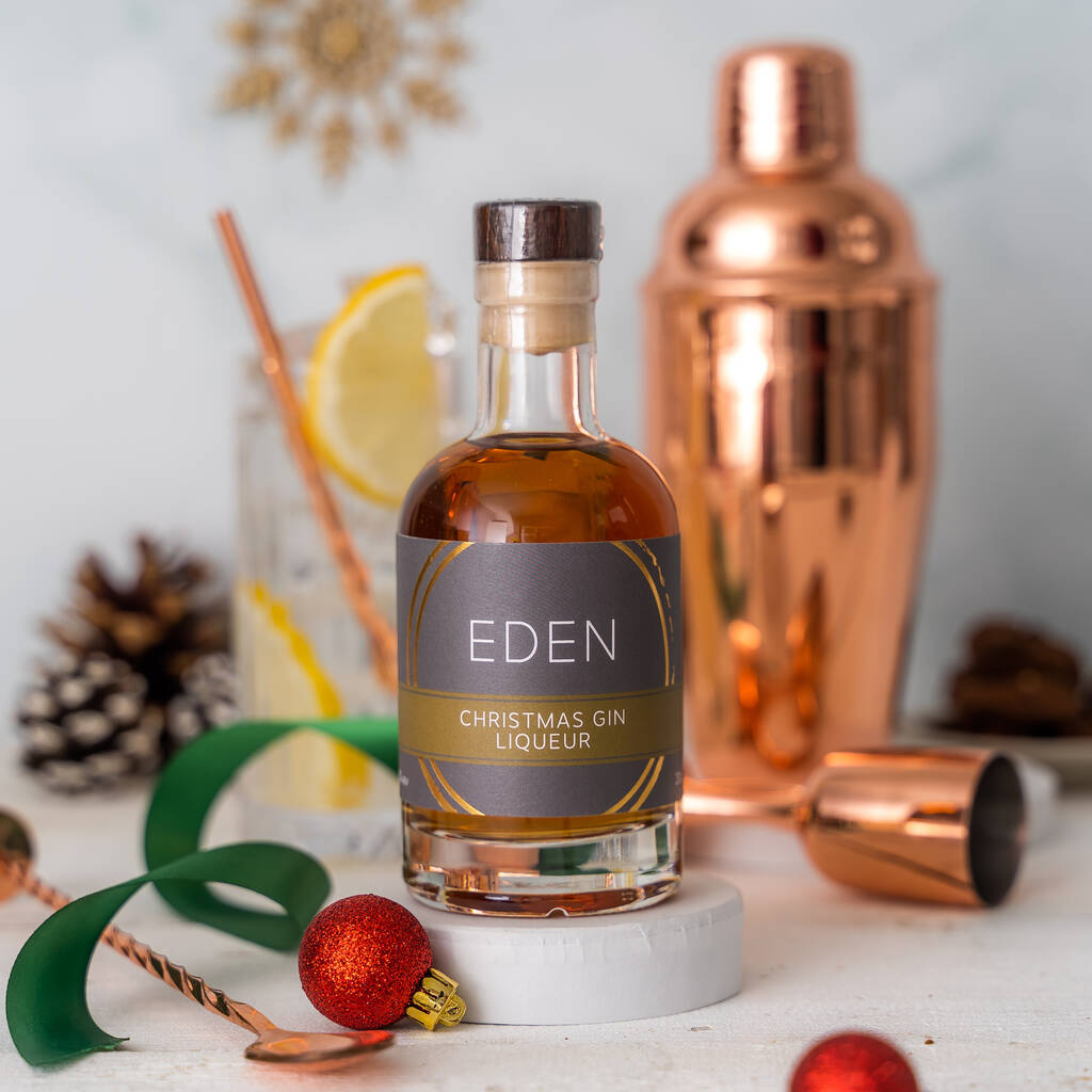 Christmas Gin With Gold Sparkle Personalised Gift Tube By EDEN TREAT ...