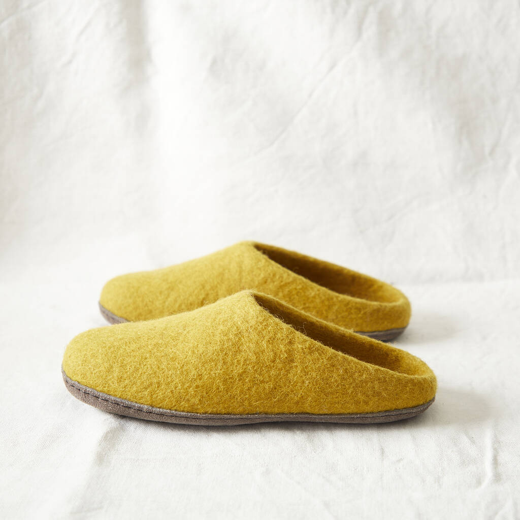 Fair Trade Handmade Eco Felt Mule Slippers Suede Sole By Aura Que ...
