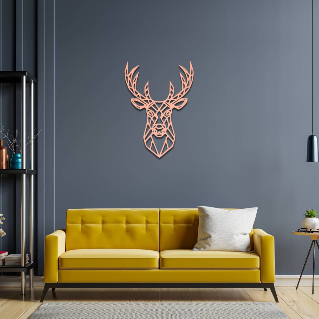 Geometric Stag Deer Head Wooden Wall Art Room Decor By Duke Craft ...