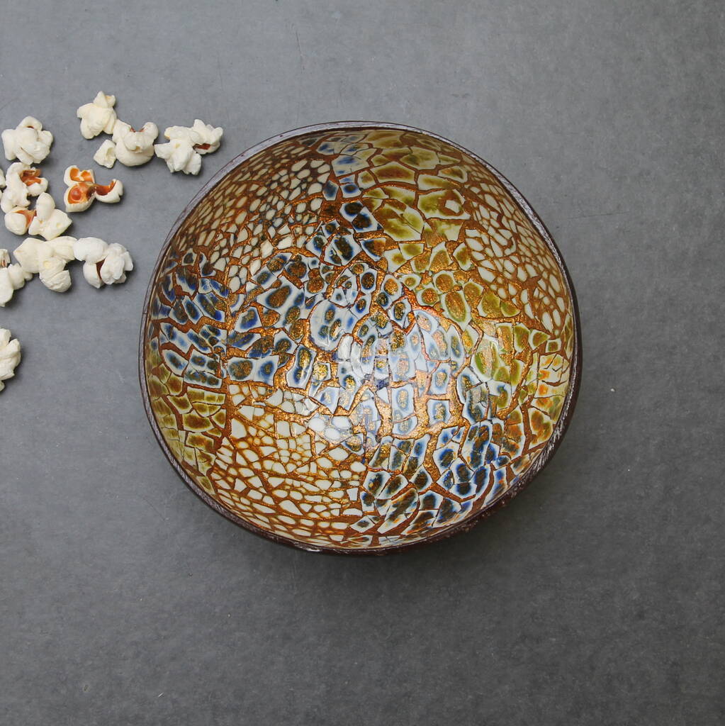 Gold Pattern Coconut Shell Snack Bowl By Lotus Direct ...