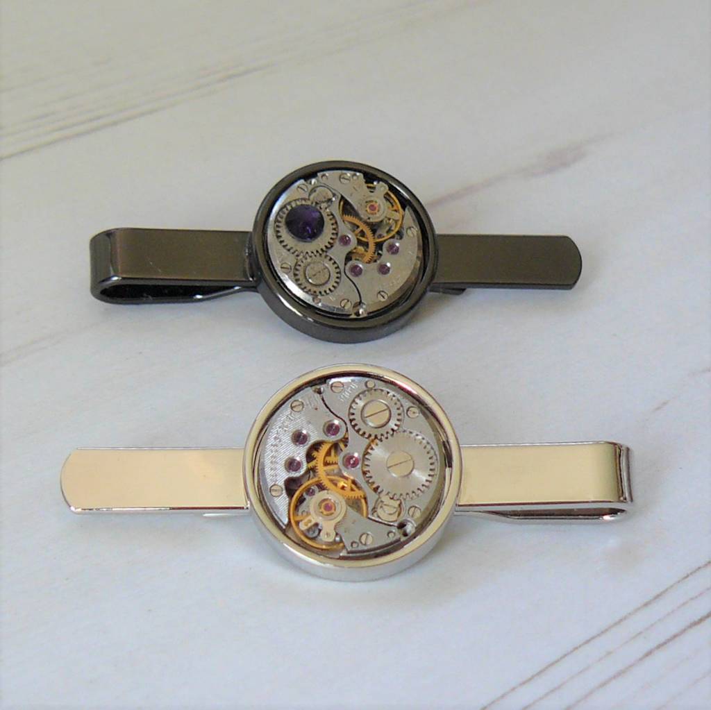 Round Watch Movement Tie Clip With Colour Option By Pennyfarthing ...