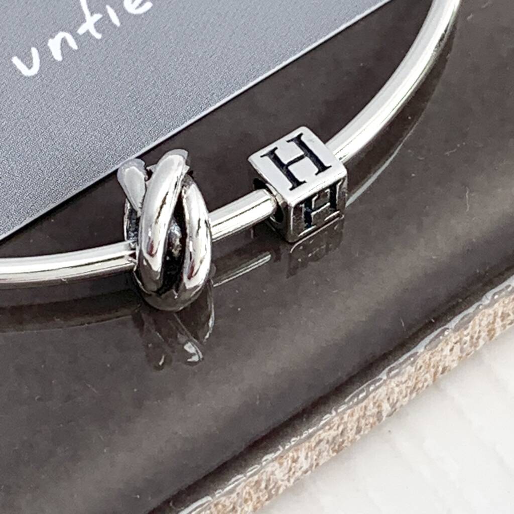handmade silver personalised friendship knot bangle by handmade by ...