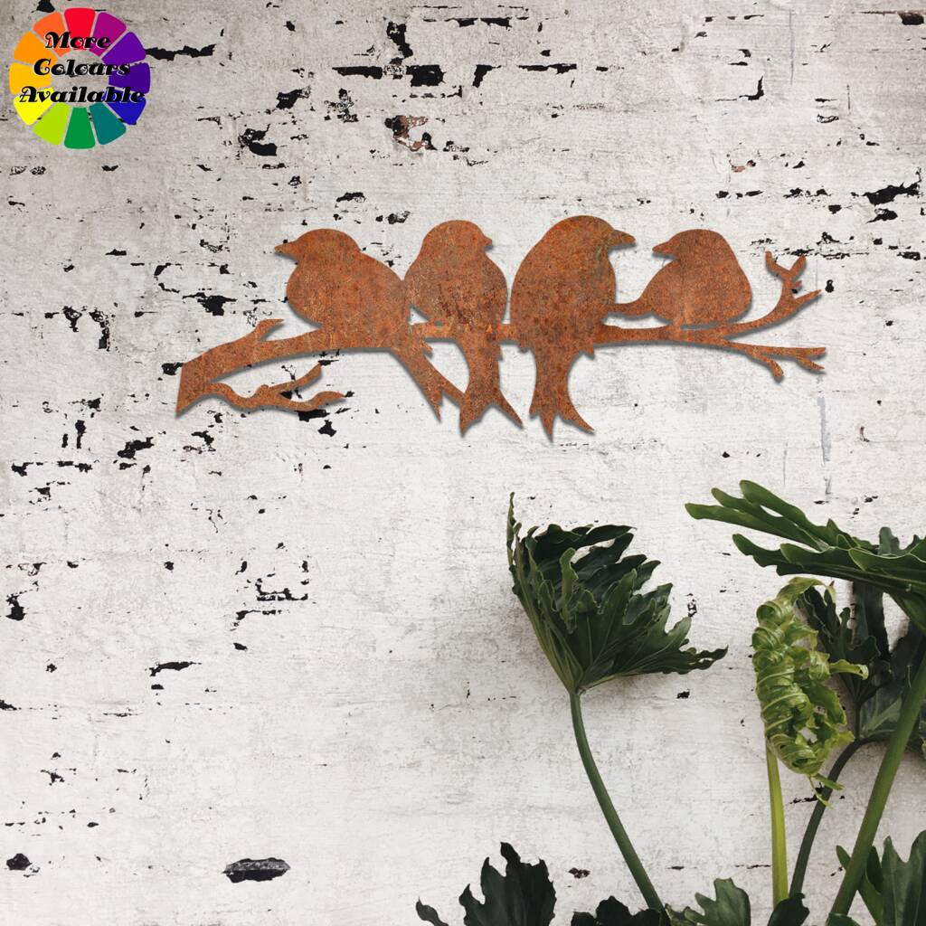 Small Metal Birds On A Branch Metal Garden Art By Duke Craft ...