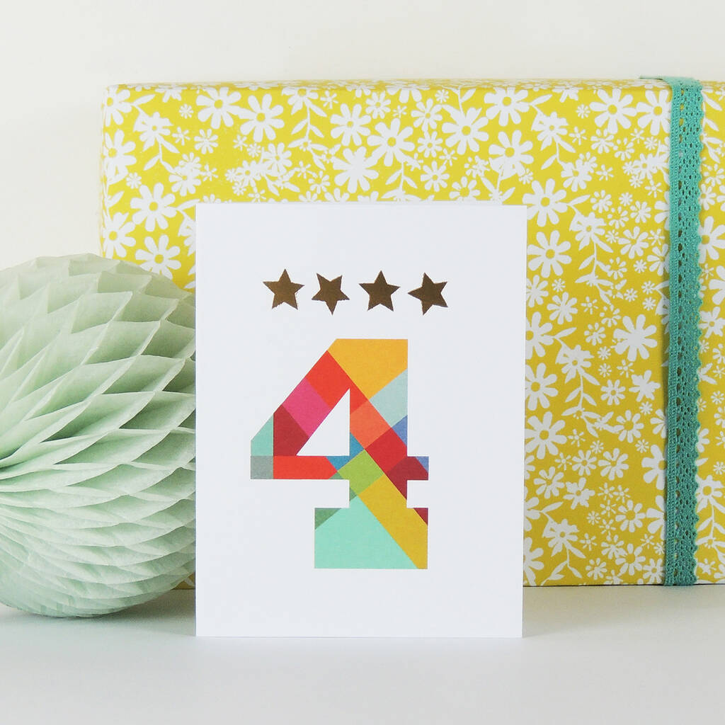 Mini Gold Star Number Four Card By Kali Stileman Publishing ...