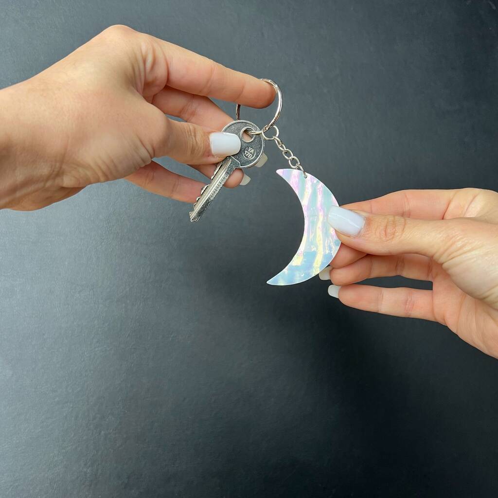 Glass Moon Keyring By MMC Glass
