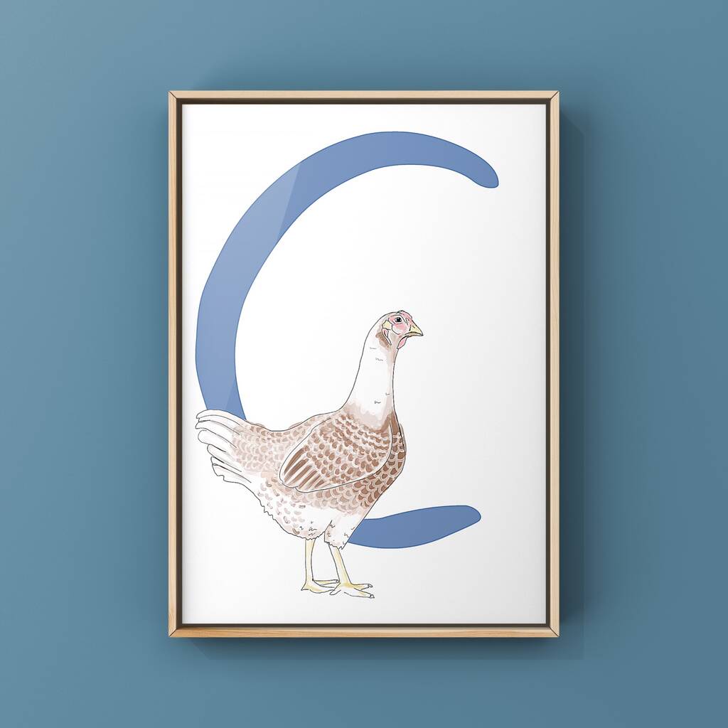Chicken Alphabet Art Print, C Is For Cornish Hen By Rebekah Marshall ...