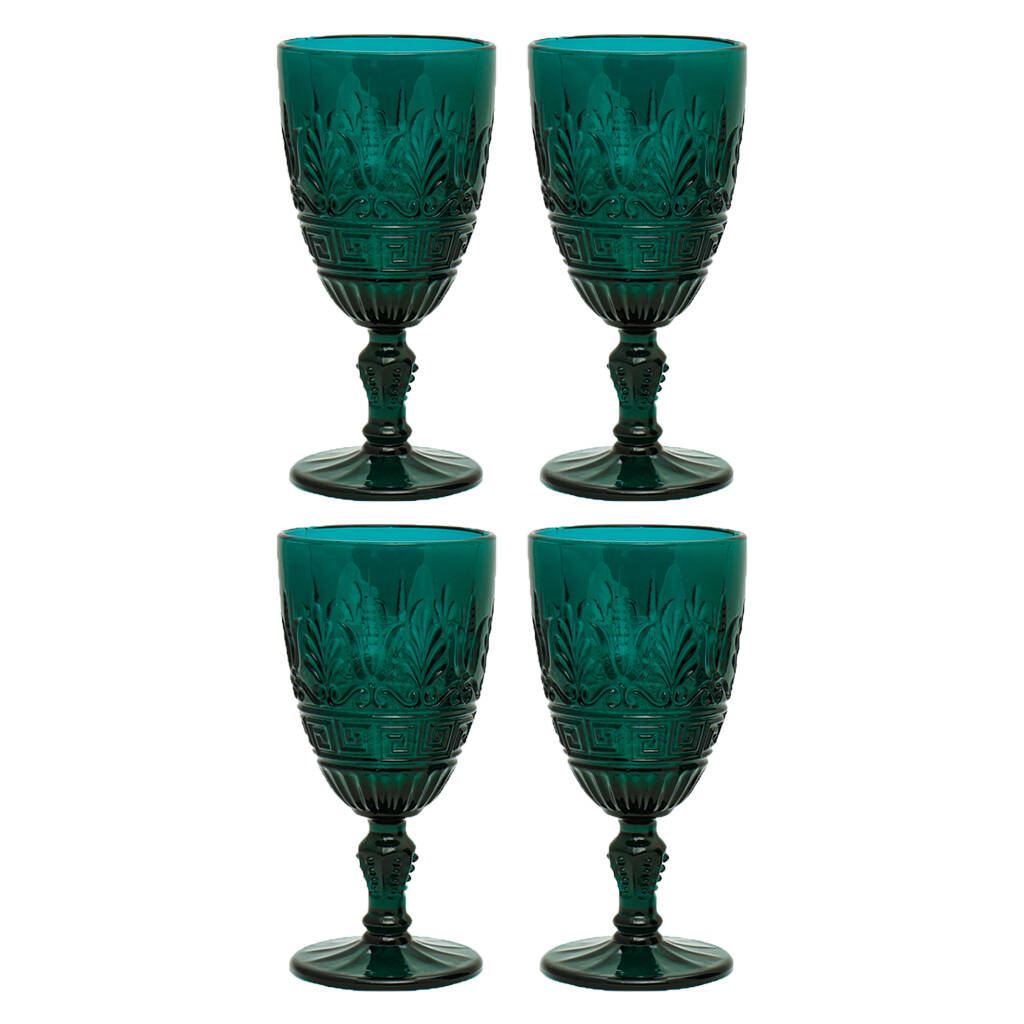 set of four teal blue art deco wine goblets by dibor ...