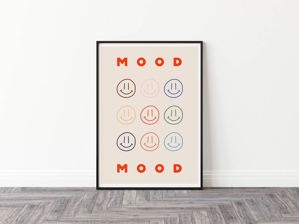 Smiley Face Cool Retro Colourful Mood Print By Lune Club ...