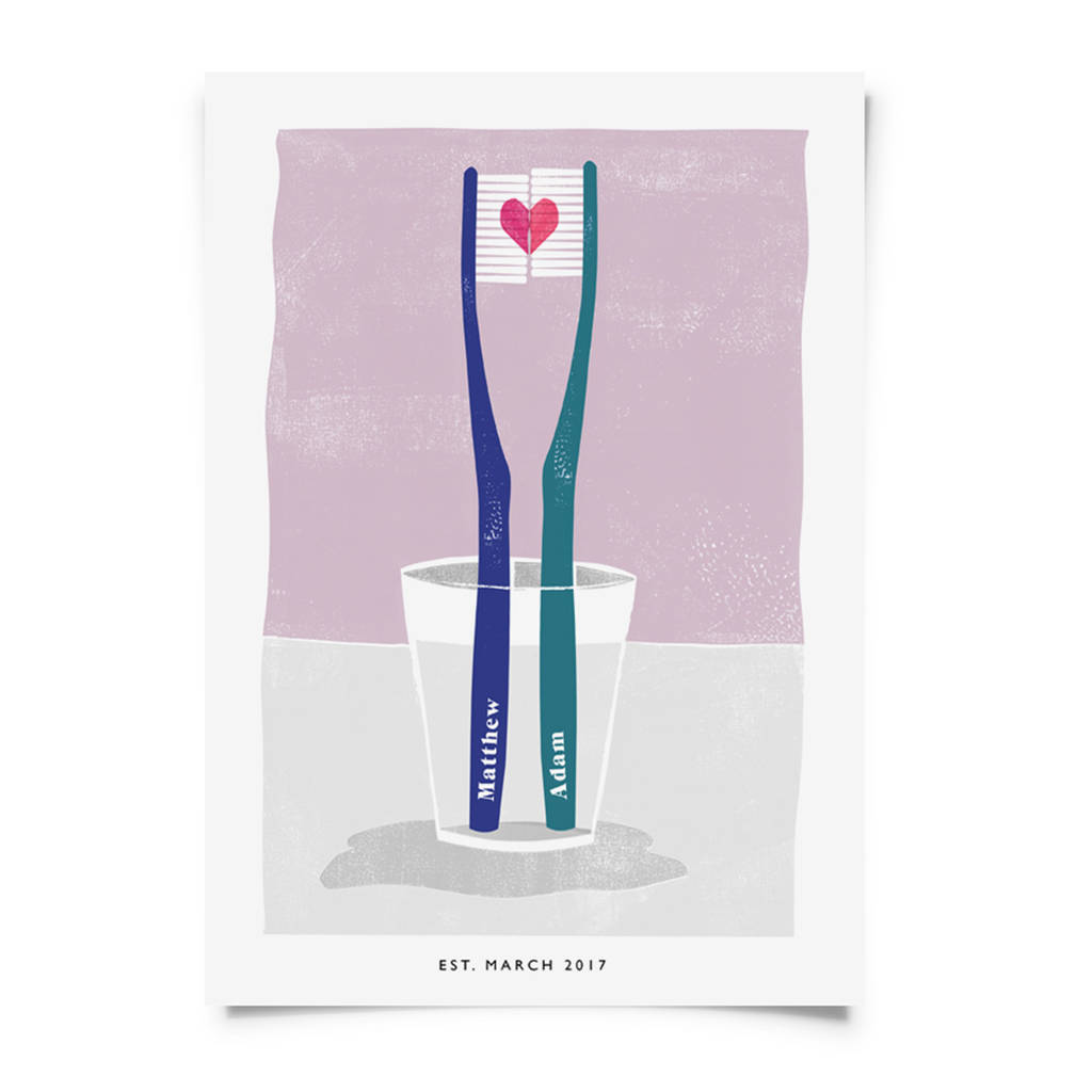 personalised couples toothbrush print by floss & co ...