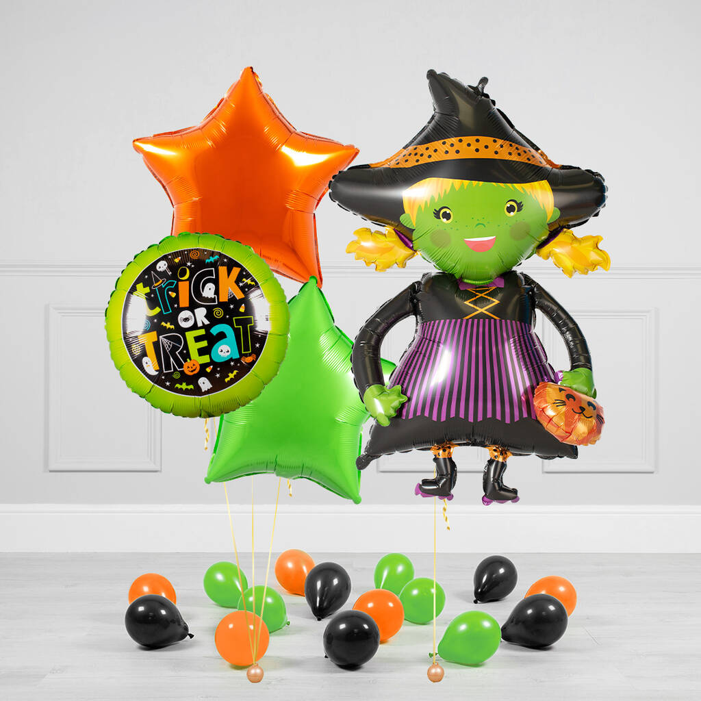Witch Kid Halloween Inflated Balloon Package By Bubblegum Balloons ...