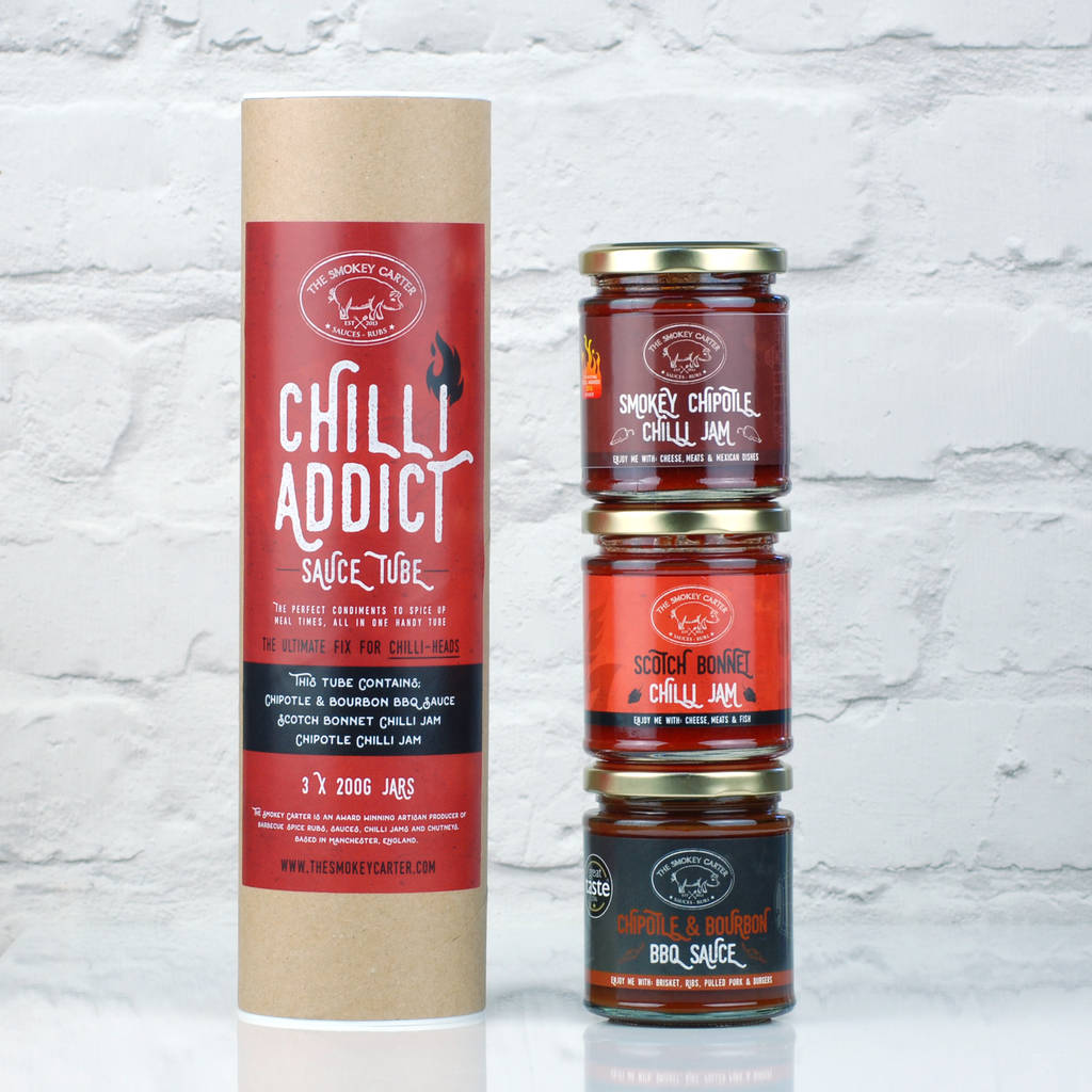 chilli addict sauce tube gift set by the smokey carter ...