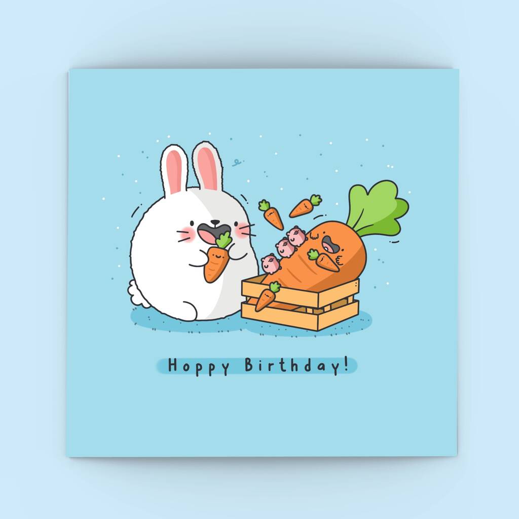 Cute Bunny Rabbit Birthday Card By Toastedink