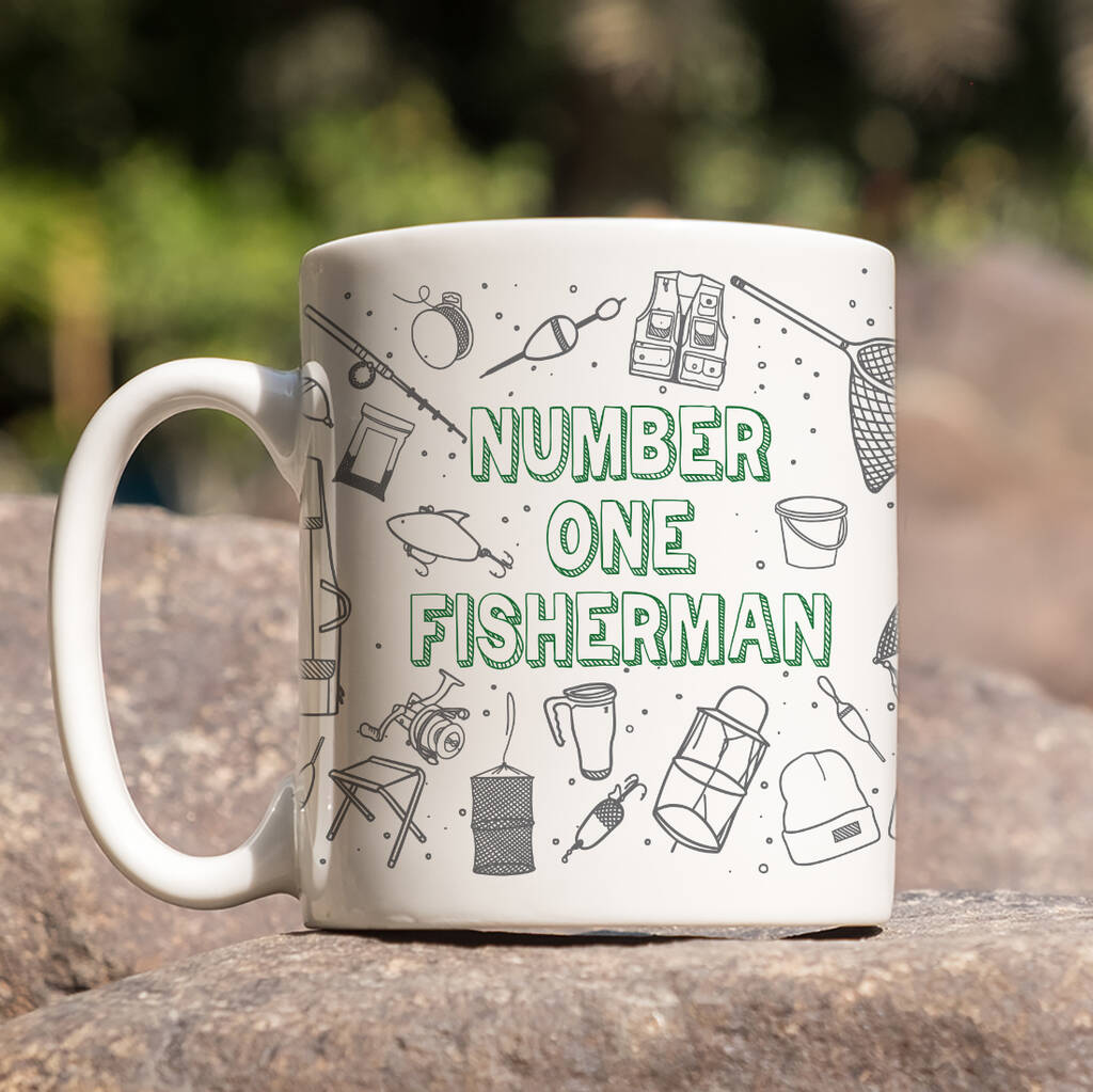 Number One Fisherman Doodles Ceramic Mug By Love Lumi Ltd