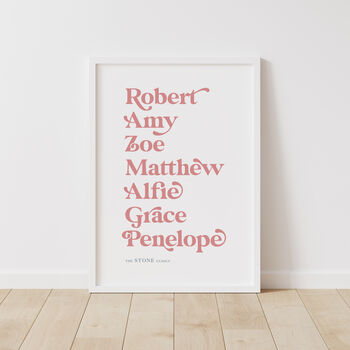 Family Names Personalised Print By PaperPaper | notonthehighstreet.com