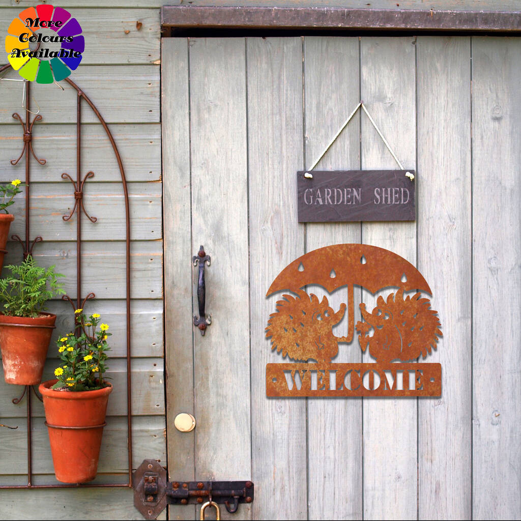Metal Hedgehogs Welcome Sign Wall Decor Gift Idea By Duke Craft ...