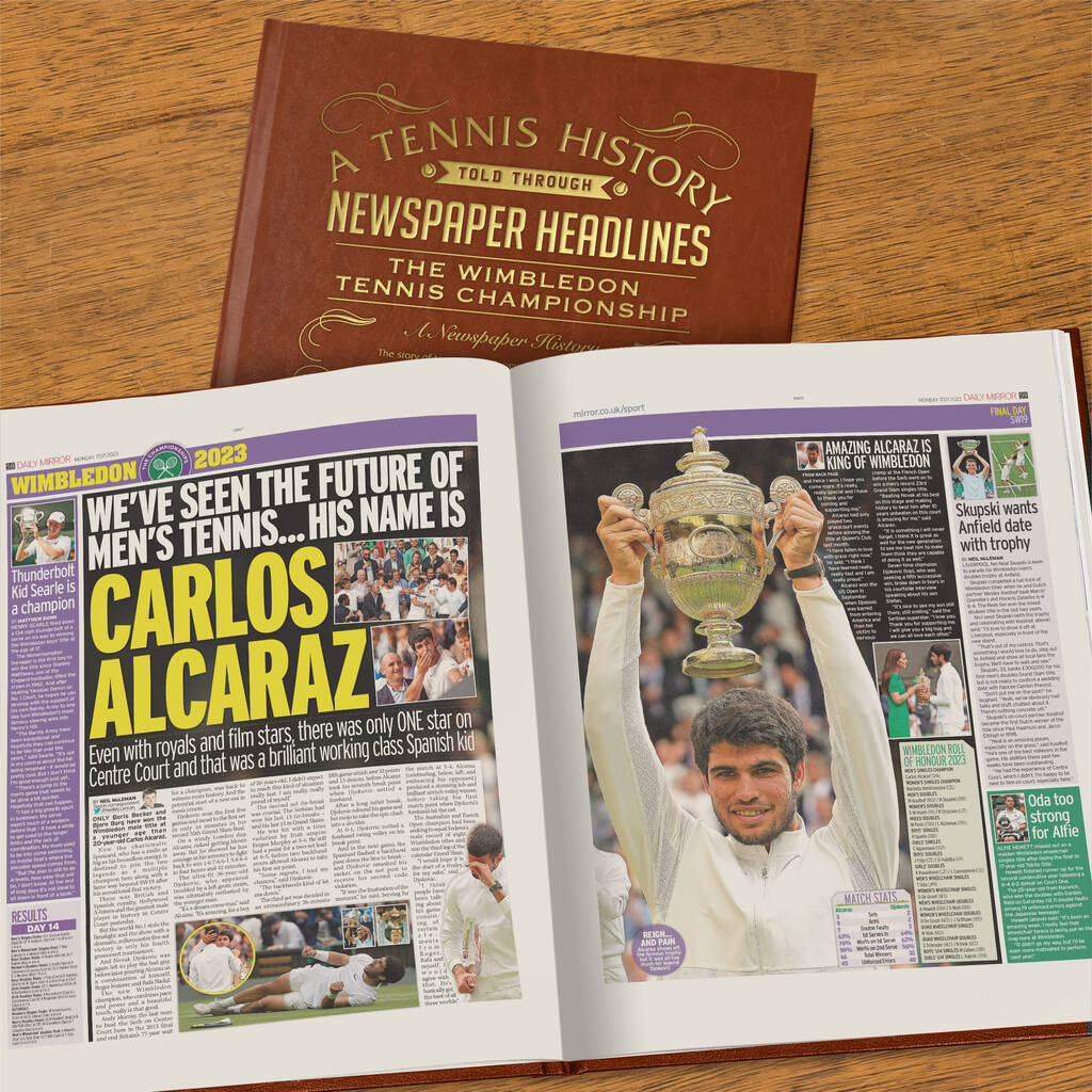 Wimbledon Tennis Personalised Gift Newspaper Book By Historic ...