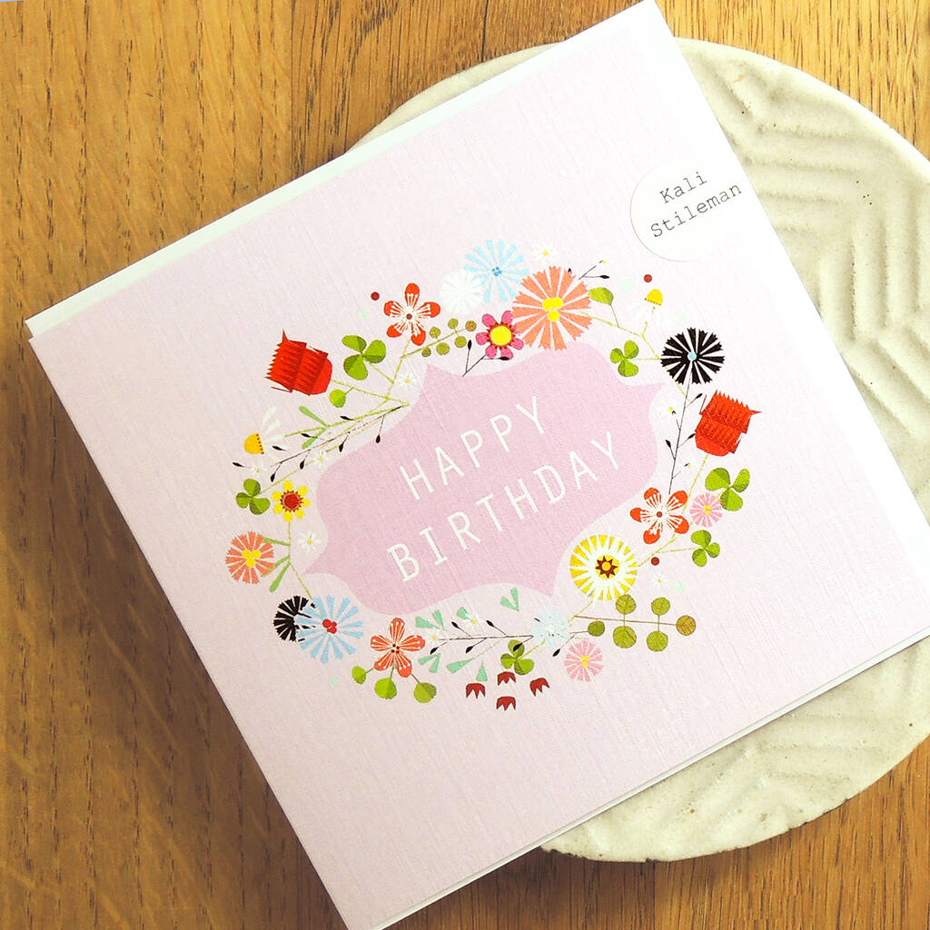 Floral Raspberry Pink Birthday Card By Kali Stileman Publishing