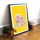 English Rose Print On Yellow By Nicola Baretta | notonthehighstreet.com
