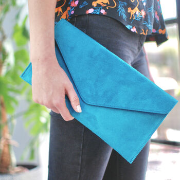 Personalised Suede Leather Envelope Clutch Bag By Penelopetom ...