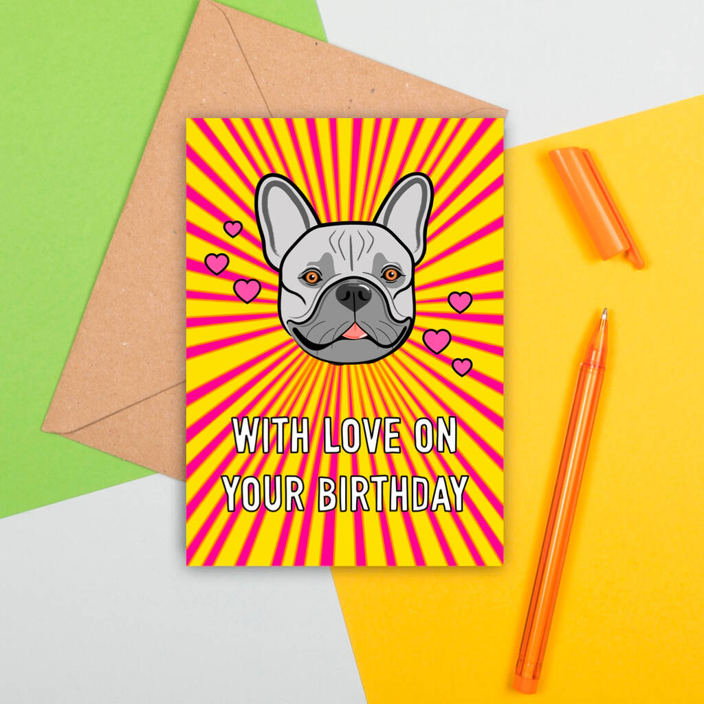 Large Size Frenchie Love Birthday Card By Adam Regester Design