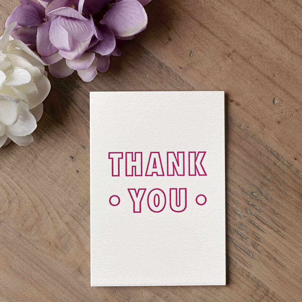 'thank You' Small Letterpress Card By Over The C. | notonthehighstreet.com
