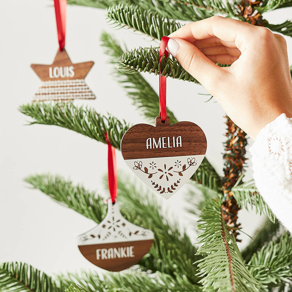 Personalised Scandi Walnut Wood Christmas Bauble By Create Gift Love ...