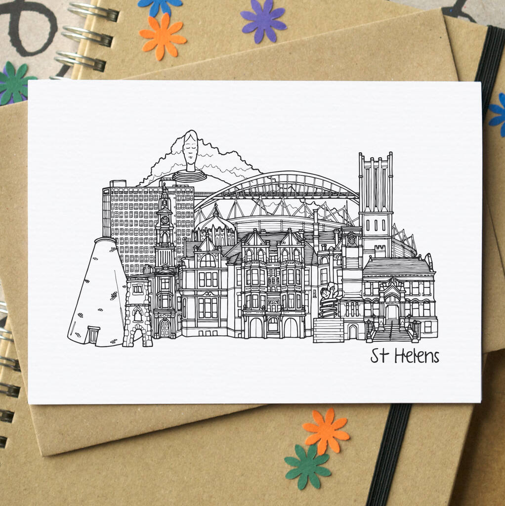 St Helens Skyline Art Print Unframed By Becka Griffin Illustration ...