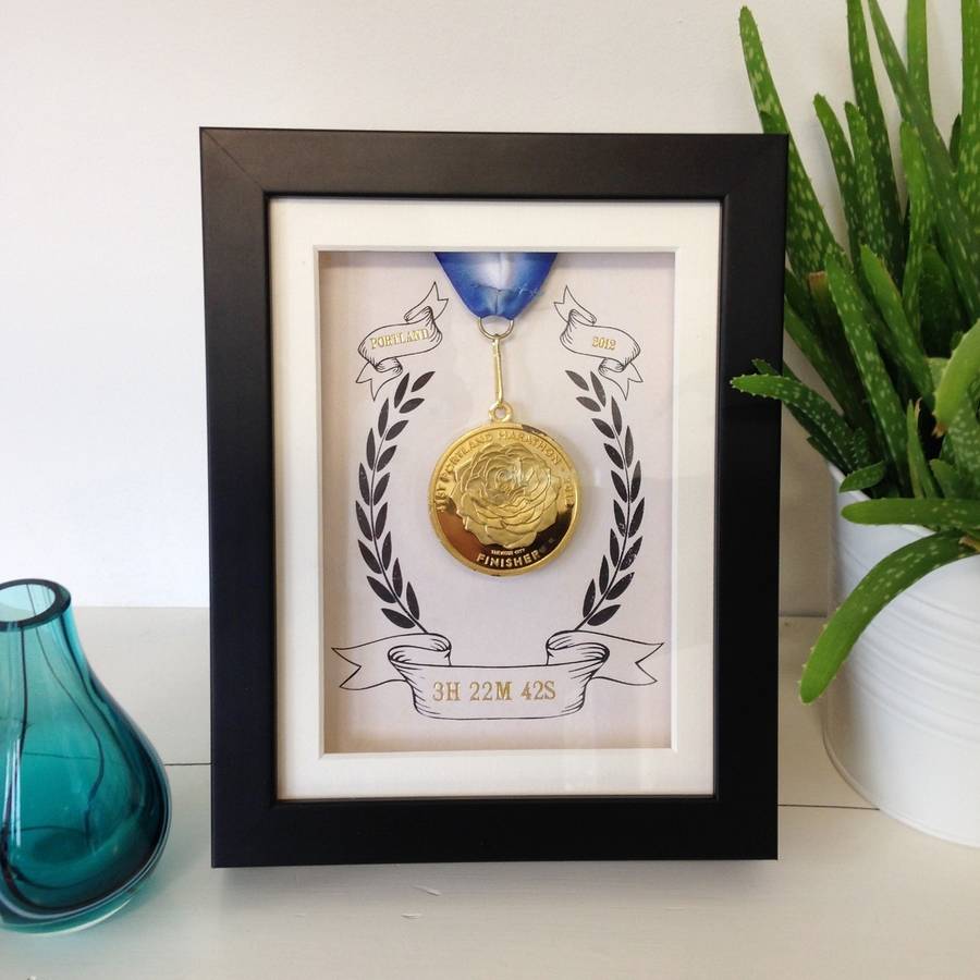 personalised marathon medal presentation display frame by antika ...