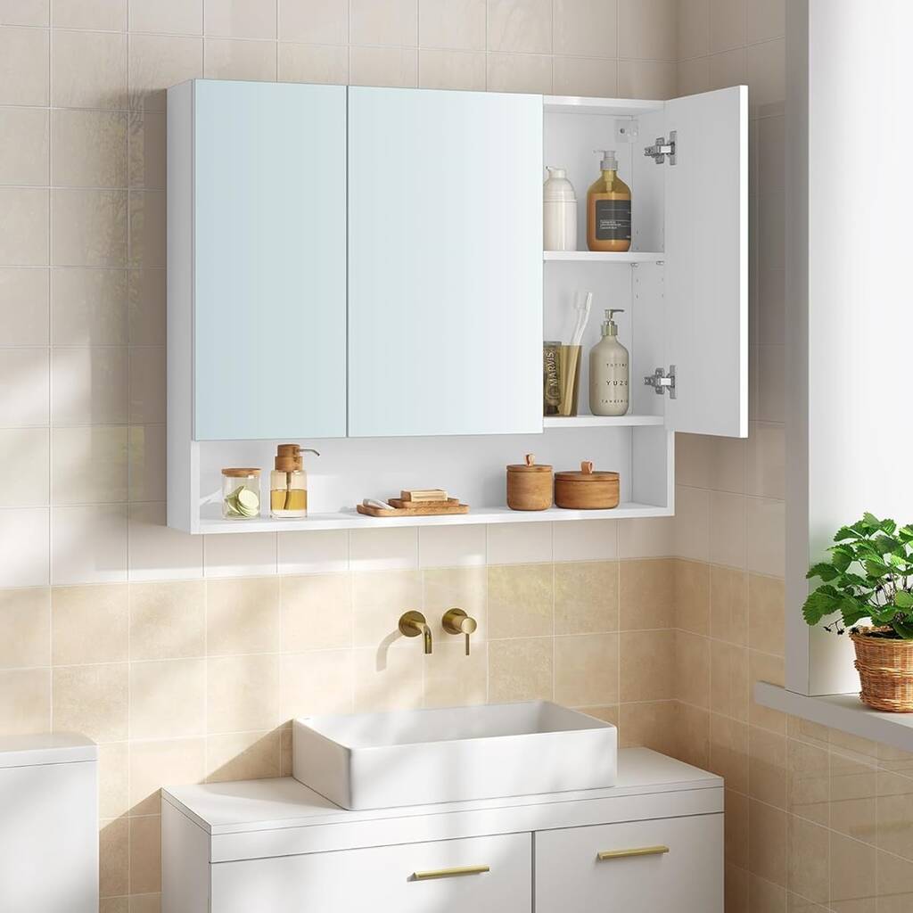 Bathroom Mirror Cabinet Open Compartment Wall Shelves By Momentum