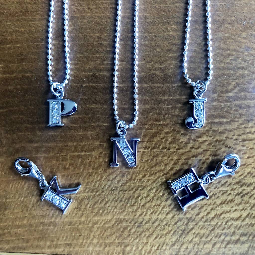 Initial Cubic Zirconia Sterling Silver Clip On Charm By Tales From The ...