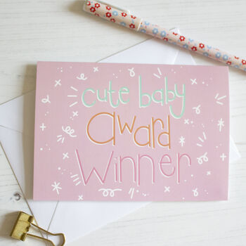 'cute Baby Award' New Baby Girl Card By Nelly's Treasures ...