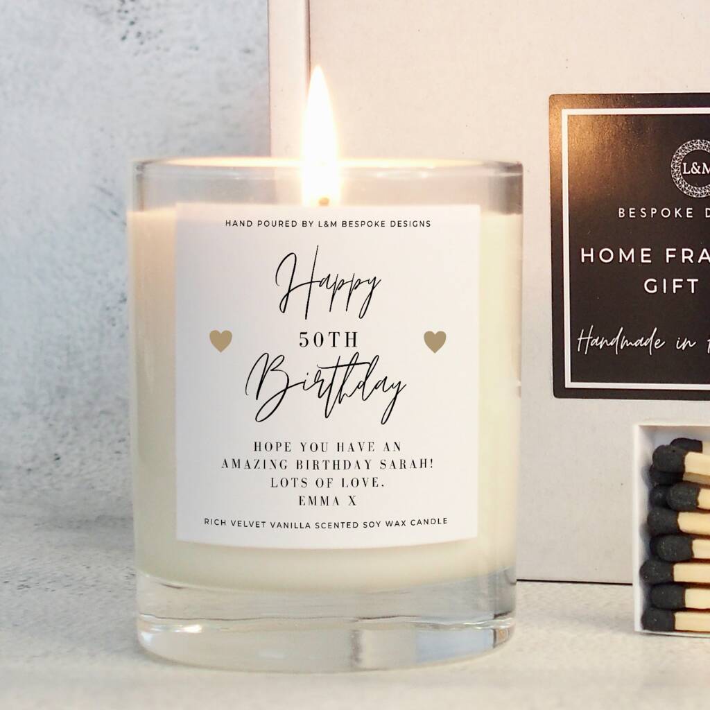 50th Birthday Gift Personalised 50th Candle Gift Set By L&M Bespoke Designs