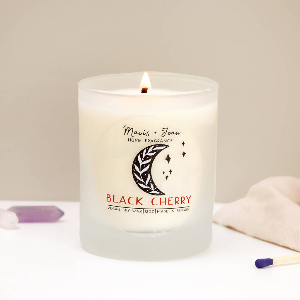 Black Cherry Scented Soy Wax Candle In Glass Jar By Rebecca Kitching ...