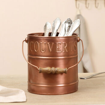 Country Kitchen Copper Cutlery Caddy Bucket By Dibor ...