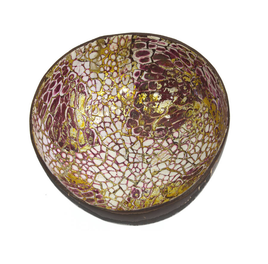 gold pattern coconut shell snack bowl by lotus direct ...