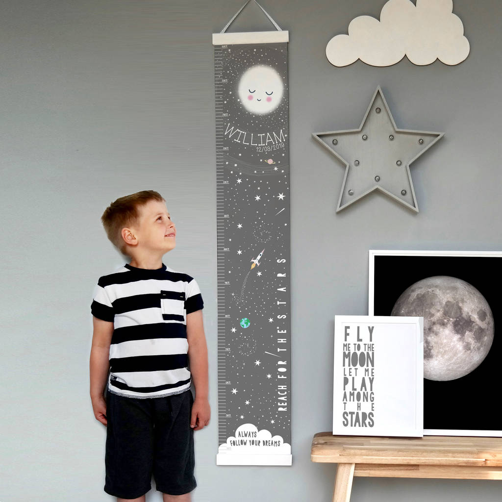 Personalised Reach For The Stars Space Height Chart By Pepper Print ...