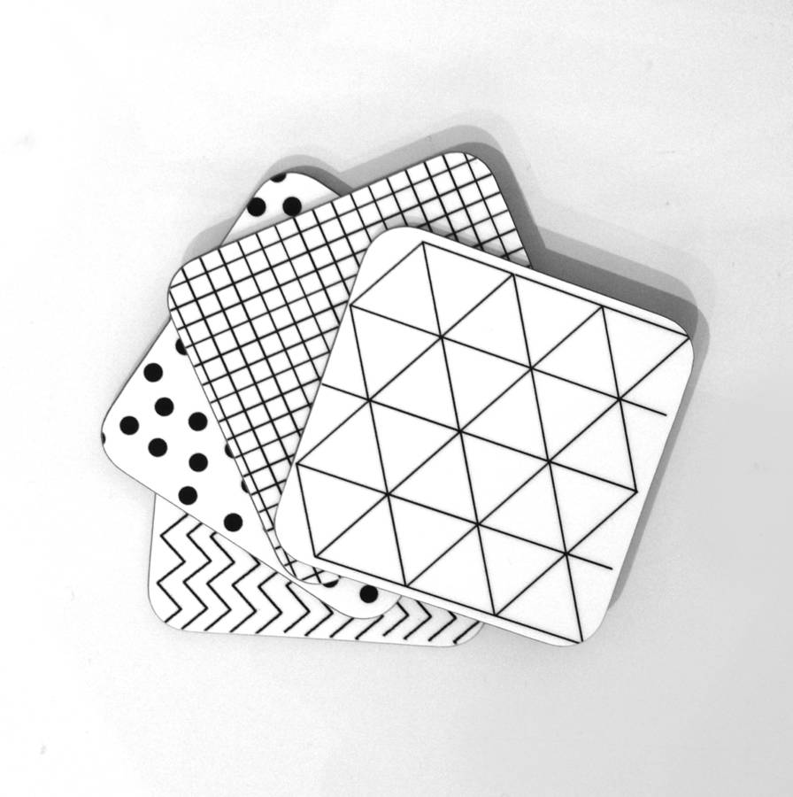 geometric monochrome coasters by rolfe & wills | notonthehighstreet.com