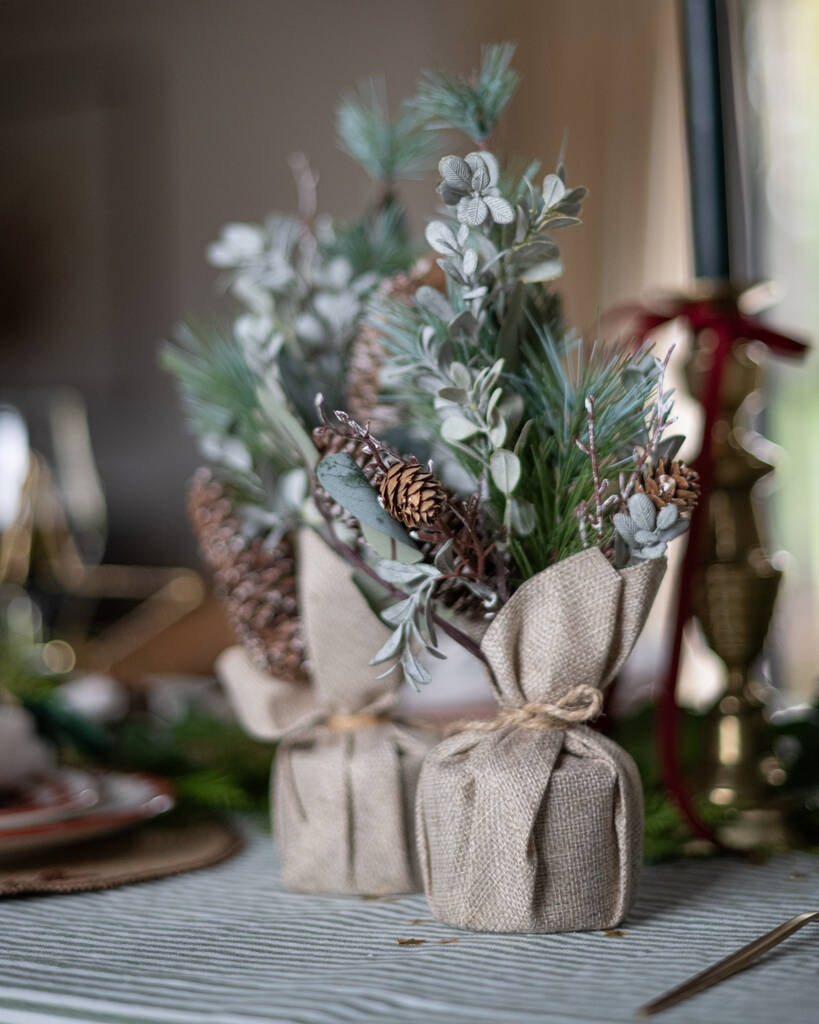 Foliage And Fircone Tree By Dress For Dinner Tablescapes