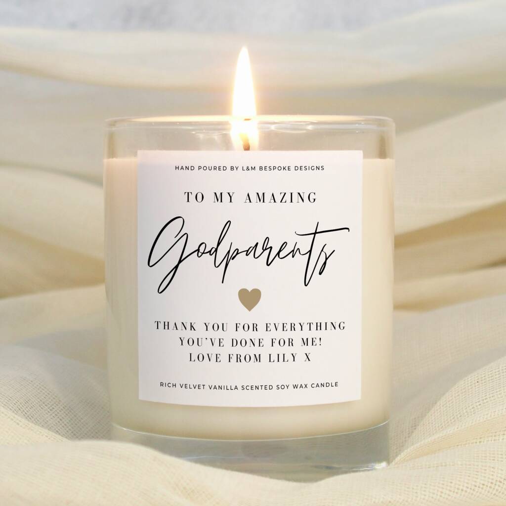Godparents Gift Personalised Amazing Godparents Candle By L&M Bespoke ...