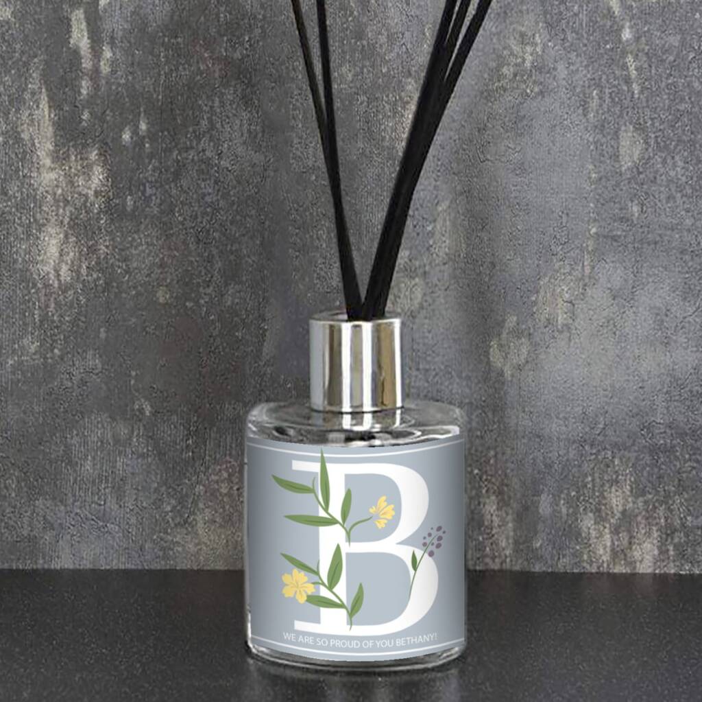 Floral Initial Personalised Reed Diffuser By The Letterologists ...