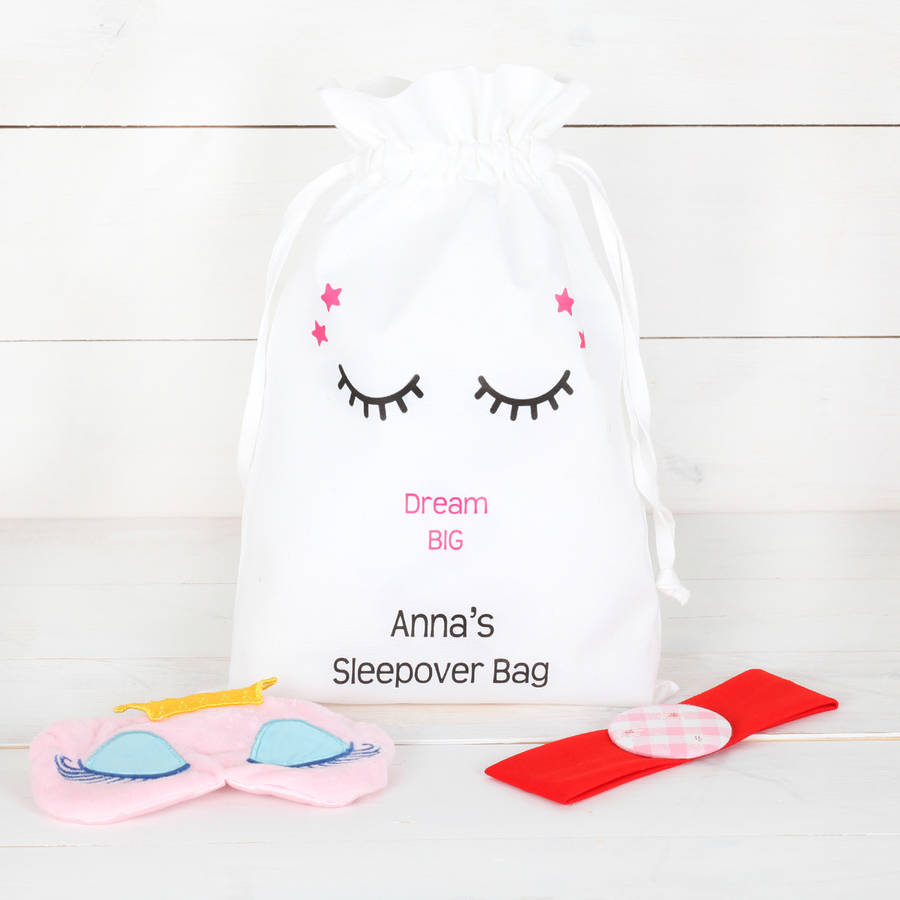personalised girls sleepover bag and accessories by red berry apple ...